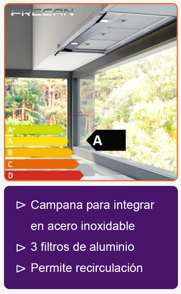 Frecan Urban E701 - Campana integrada de 90cm en acero inoxidable ...